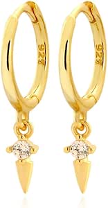 Amazon.com: CZ Spike Dangle Drop Hoop Earrings for Women 925 Sterling ...