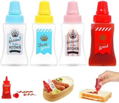 Amazon.com: WXOIEOD 4 Pieces Mini Ketchup Bottle for Lunch Box, Small ...