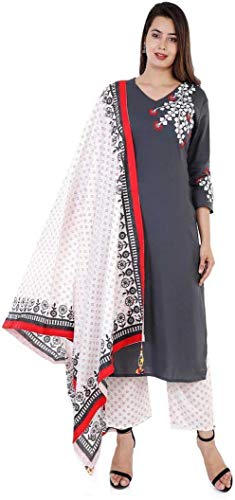 Buy paridhan collection Women's Rayon Embroidered Kurta Pant Duppatta ...