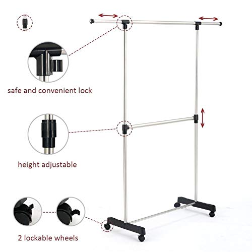 Kuber Industries Stainless Steel Adjustable Clad Clothes Rack/Cloth ...