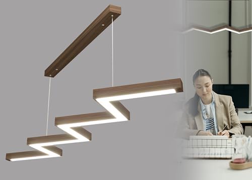 Buy KASTENGLOW ® Linear Zig Zag Wooden Pendant Light Adjustable Hanging ...