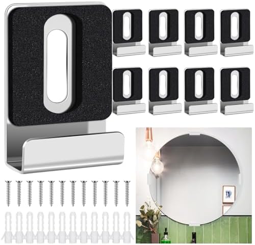 8pcs Metal Mirror Holder Kit, Mirror Clips with Screws Rubber Pads ...