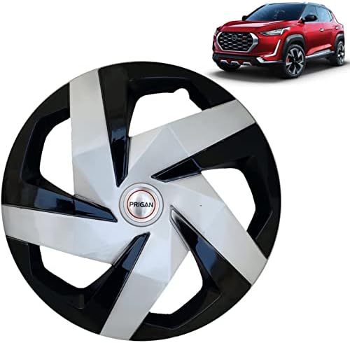 PRIGAN Magnite Black Silver Wheel Cover 16", for All 16 Inch Cars (Set ...