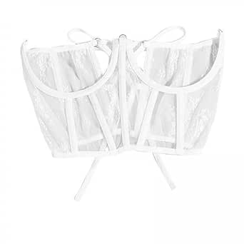 Buy ZOOMELLA 2xLace Corset Belt Open Cup Tie Back Corset for Women ...