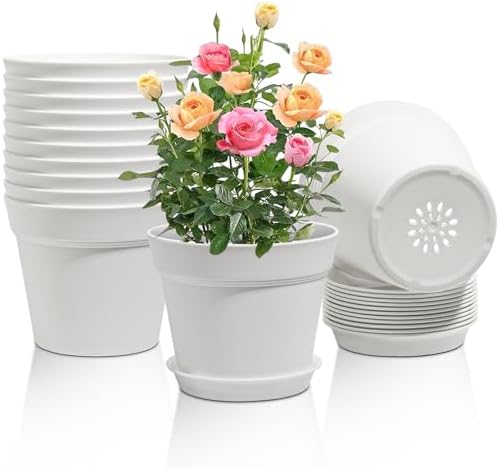 Amazon.com: FHWTY 6 Pack Plastic Plant Pots with Drainage Holes and ...