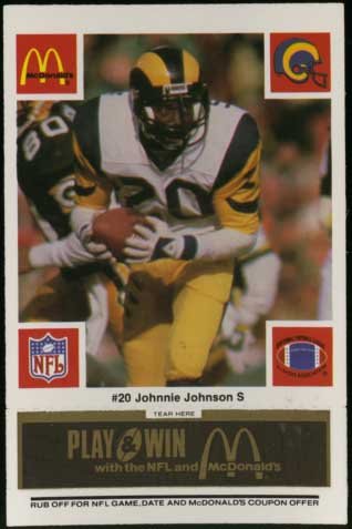 Johnnie Johnson "Los Angeles Rams" McDonald's NFL Play & Win 1986 ...
