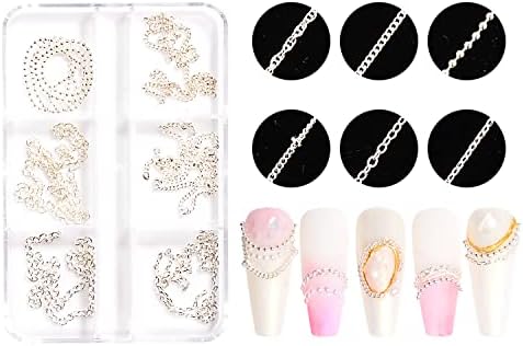 Amazon.com: Nail Rhinestones Chain Gold Silver Pearl AB Colors Crystal ...