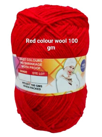 WAAOME® (Red Colour Wool 100 Gm Pack of 1) Hand Knitting Art Craft Soft ...