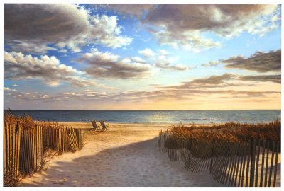 Amazon.com: Sunset Beach Art Poster Print by Daniel Pollera, 37x25 ...