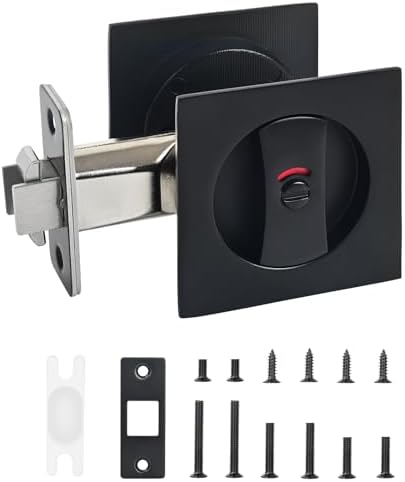 Delaney Hardware 370104 Black Contemporary Privacy Square Pocket Door ...