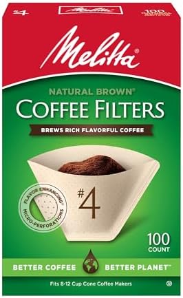 Amazon.com: Melitta #4 Cone Coffee Filters, Natural Brown, 100 Count ...