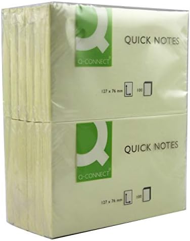 Q-Connect 76 x127mm Quick Note Repositionable Pad - Yellow,12 : Amazon ...