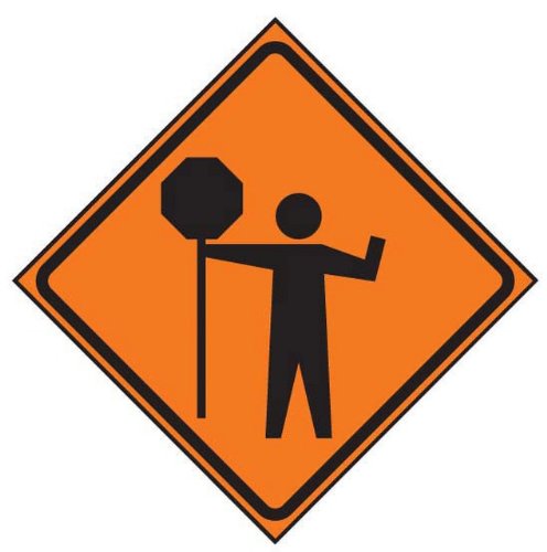 Sign, Roll-Up, 48" Orange Reflexite, DuraLatch Flagger-Paddle (Symbol ...