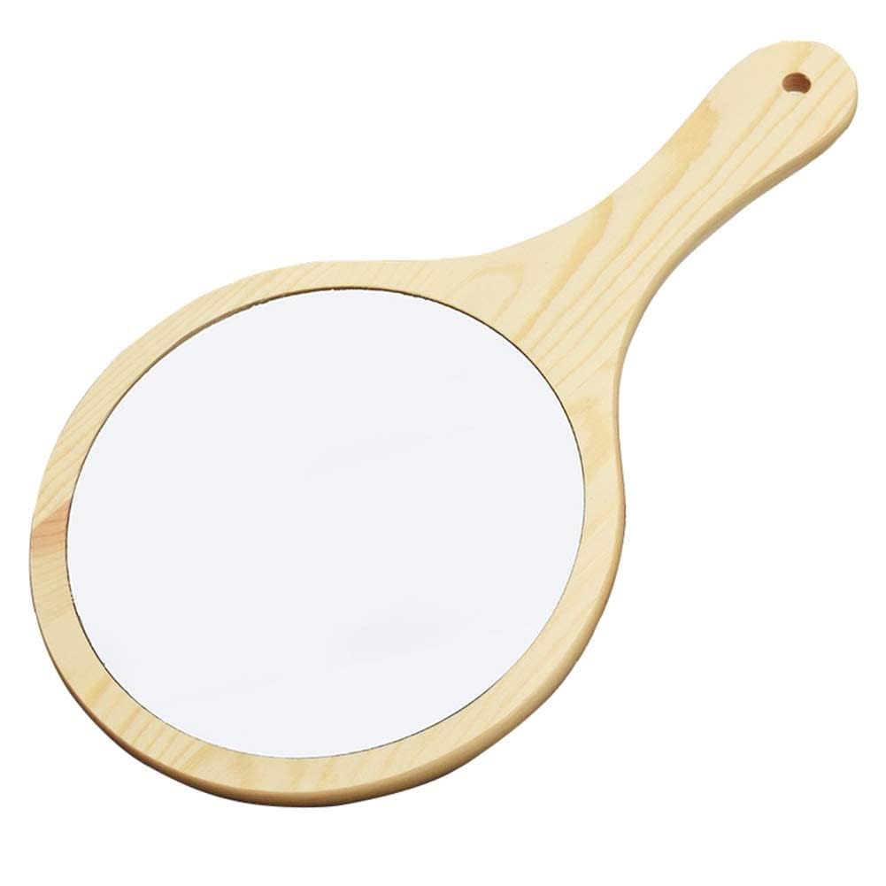 Buy H&B Wooden Handle Mirror Round Or Square Shape for Shaving Makeup ...