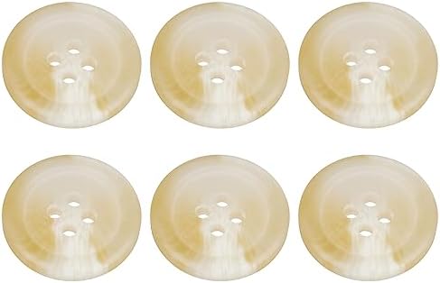 Pack of 6 Cream 20mm Round Faux Horn Sew On Plastic Buttons for Coats ...