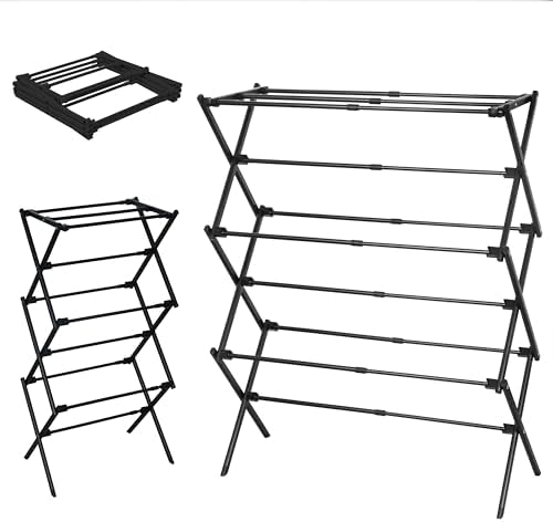 LOFTEY 3 Tier Extendable Clothes Airer, Clothes Laundry Drying Rack ...
