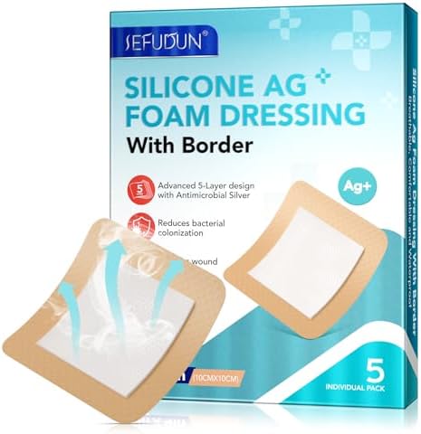 Amazon.com: Silicone Foam Dressing with Gentle Adhesive Border 4"X 4 ...