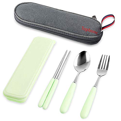 Portable Travel Utensil Set,Stainless Steel & Ceramic Flatware Set ...