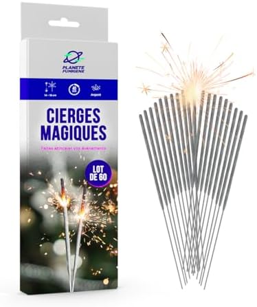 Lot de 40 Cierges magiques sous blisters - longueur 17 cm - longueur ...
