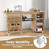 COSTWAY Rattan Sewing Machine Table, Folding Sewing Cabinet with ...