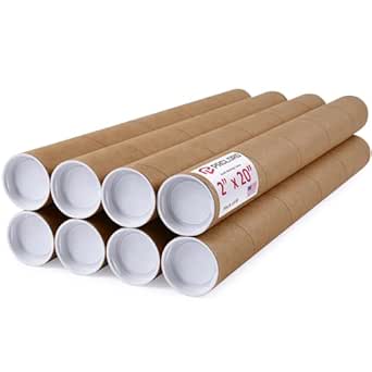 Amazon.com: 2" x 20" Reinforced Kraft Paper Mailing Tubes, Pack of 8 ...