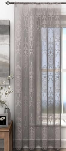 Maple Textiles Elegant Victorian Lace Damask Voile Curtain Single Panel ...