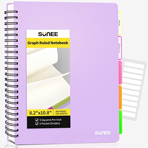 Snapklik.com : Graph Paper Notebook - 300 Pages, 5 Subject, 8.2"x10.8 ...