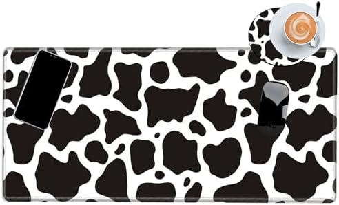 Amazon.com : Cow Print Mouse Pad 24x12 Inch Mousepad Black and White ...