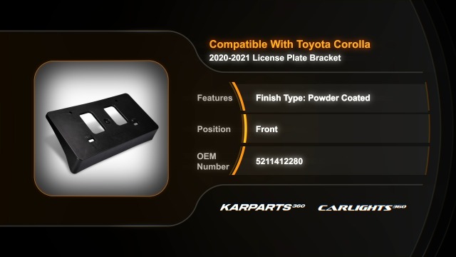 Watch for Toyota Corolla 2020-2021 License Plate Bracket | Front on ...