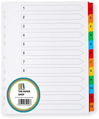 [5 Pack] A4+ Extra Wide 12 Part File Dividers A4+ Extra Wide 12 Part ...