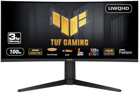 Amazon.com: ASUS TUF Gaming 34” Ultra-Wide Curved HDR Monitor ...
