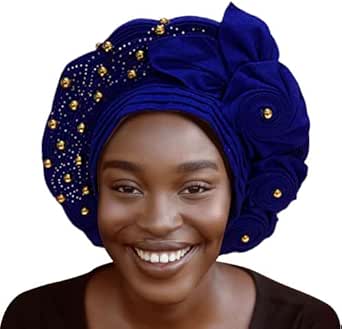 Amazon.com: Nigerian Gele Headtie African Head Wraps Aso Oke Gele ...