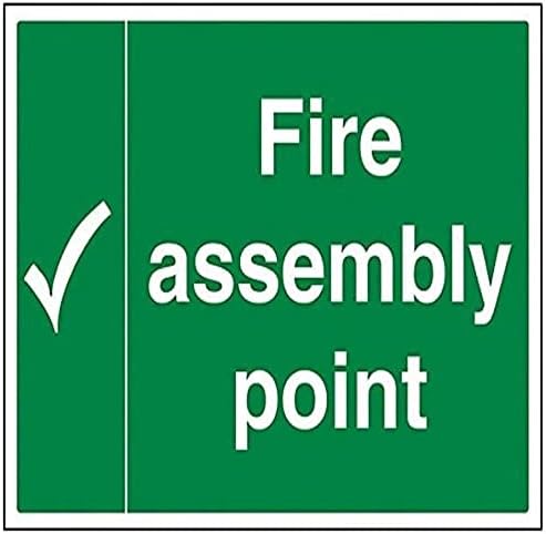 V Safety Fire Assembly Point With Tick Sign - 400mm x 300mm - 1mm Rigid ...