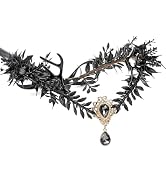 Amazon.com : MOSTORY Black Flower Headpiece - Fairy Floral Crown Dark ...