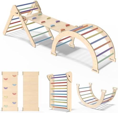 Amazon.com: CMFYDAILY 7 in 1 Montessori Pikler Triangle Set, Foldable ...
