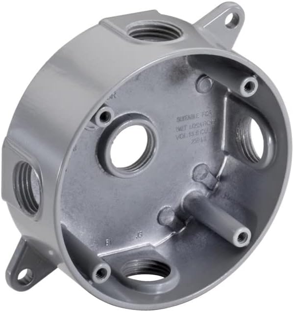 RAB Lighting VXCB Weatherproof Round Box with No Cover, Aluminum, 1/2 ...