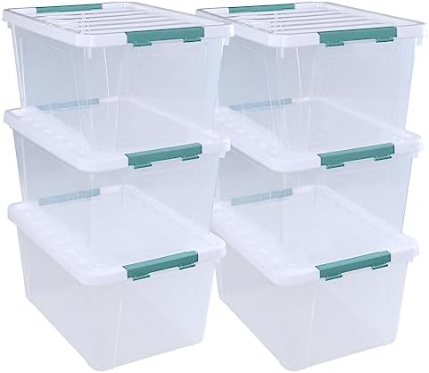 Obstnny 35 Litre Storage Boxes With Lids, 6 Pack, Large Plastic ...