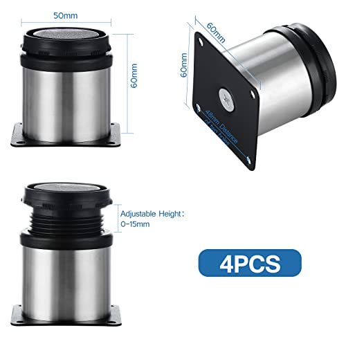 Knpwer 4 Pcs Adjustable Legs,50x60mm Stainless Steel Cabinet Feet,Round ...