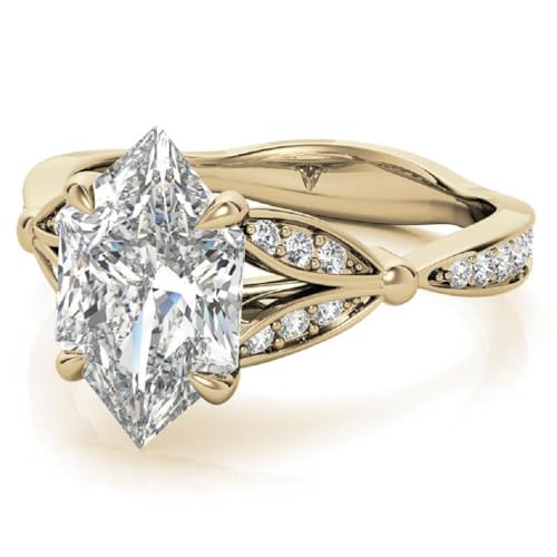 Amazon.com: 2CT-4CT Dutch Marquise Cut Wedding Ring Solitaire Split ...