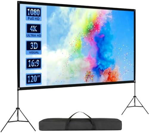 VISULAPEX 120 Inch Projector Screen with Dual Tripods: Wrinkle-Free ...