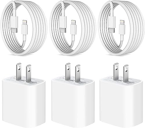 Chargeur pour iPhone à charge rapide certifié Apple MFi, lot de 3 blocs ...