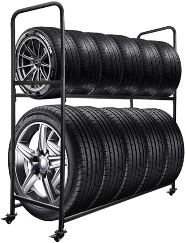 Amazon.com: ZUIWAN Rolling Tire Rack for Garage,Tire Storage Rack ...