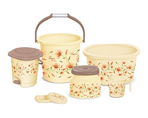 MILTON Designer Elegance Plastic Bathroom Set of 9 (Beige) : Amazon.in ...