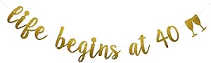 Amazon.com: Life Begins at 40 Banner, Pre-strung,No Assembly Required ...