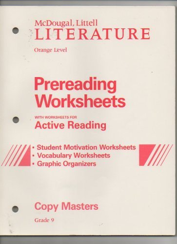 Mcdougal, Littell Literature, Prereading Worksheets with Worksheets for ...