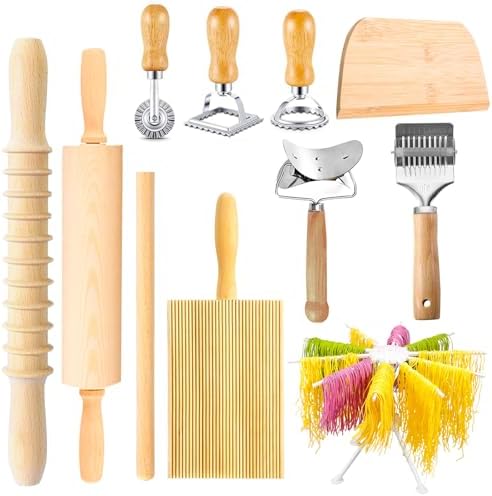 Amazon.com: 7 Pcs Pasta Making Tool Set Include (Wooden Cutter、Rolling ...