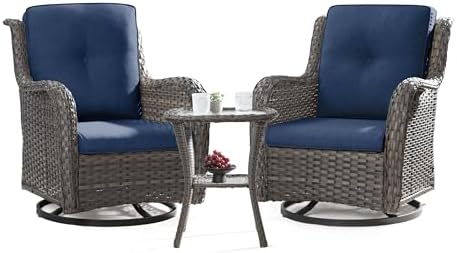 Amazon.com: Joyside Outdoor Swivel Rocker Patio Chair Set of 4 and 2 Matching Side Tables - 6 ...