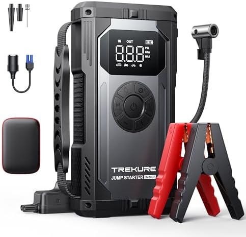 8-in-1 Jump Starter with Air Compressor 6000A 150PSI Portable Car ...