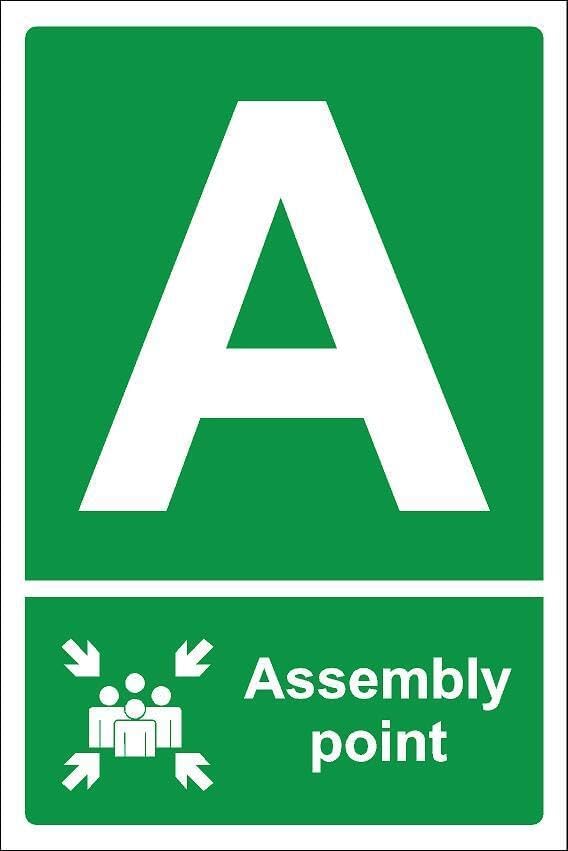 Assembly point A - Self adhesive sticker (300mm x 200mm) : Amazon.co.uk ...