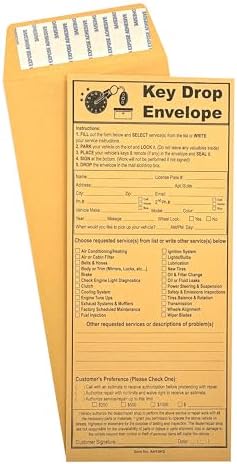 Amazon.com : 100 Night Key Drop Off Envelopes For Auto Shop Repair or ...